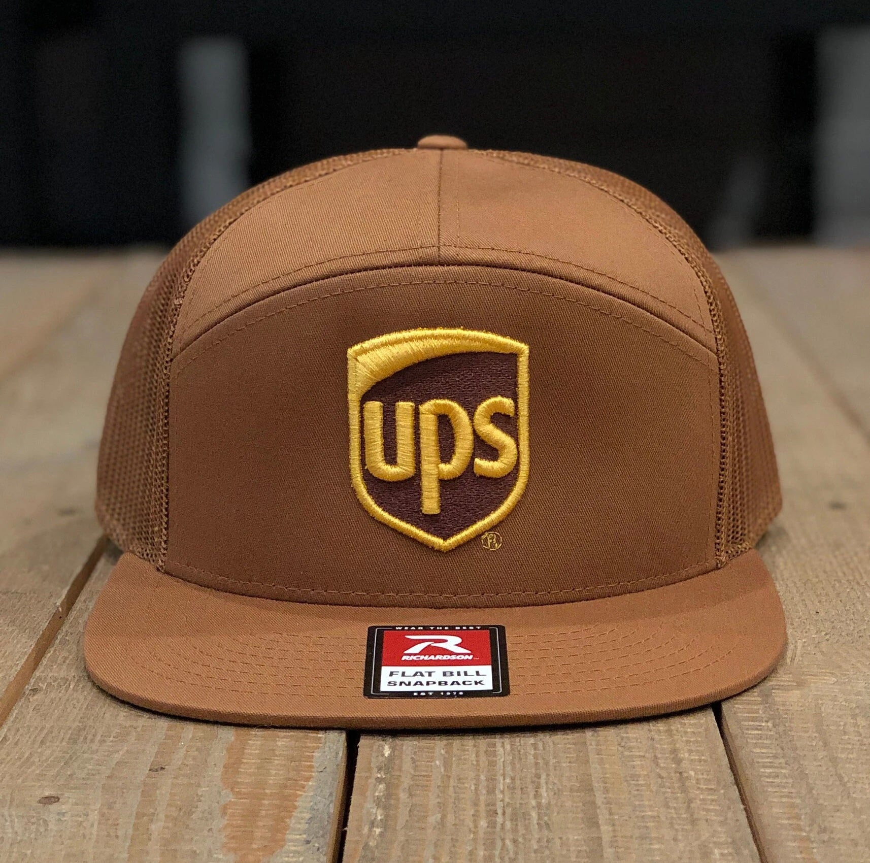 UPS 3D Embroidered Trucker Cap – Richardson® 7-Panel Caramel Hat ...